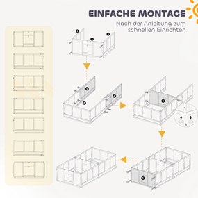 PawHut porodní box pro štěňata, výběh pro štěňata s voděodolnou a omyvatelnou podložkou na ležení, nastavitelná dvířka, ohrádka pro štěňata s dvoupok…