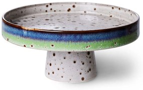 Šedý keramický podnos na noze 70s Comet - Ø 21*10cm
