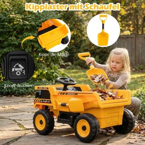 Costway 24 V dětský elektrický sklápěč 4 kolový stavební stroj s vyklápěcí