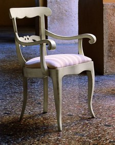 Stylová židle polstrovaná s opěrkami růžové pruhy 56x55x90 styl vintage