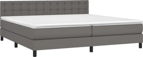 Box spring postel s matrací šedá 200x200 cm umělá kůže 3141147