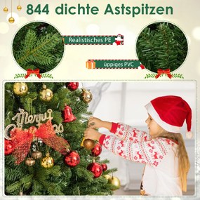 Costway Umělý vánoční stromek 150 cm s LED diodami ve vícebarevné a teplé bílé