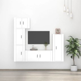 vidaXL 5dílný set TV skříněk kompozitní dřevo [3188809] Barva: bílá s vysokým leskem