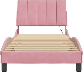 Rám postele s LED osvětlením bez matrace Hanko růžový 80 x 200 cm samet 3213750