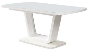 Rozkládací jídelní stůl 160 OLAF (bílý lesk) (pro 6-8 osob). 1091460