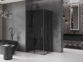 Mexen Velar Duo, sprchový kout s posuvnými dveřmi 90 x 80 cm, 8mm šedé sklo, grafit broušený, 871-090-080-42-66