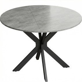 HOMCOM kulatý skládací jídelní stůl, pro 2–6 osob, ocelové nohy do kříže, do malých prostor, jídelna, kuchyně, 110 x 76 cm, cementově šedý