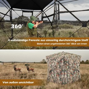 Costway Lovecký úkryt pro 2-3 osoby 360° průhledný myslivecký stan pro lov