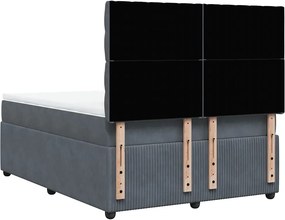 Box spring postel s matrací tmavě šedý 140 x 190 cm samet 3292341