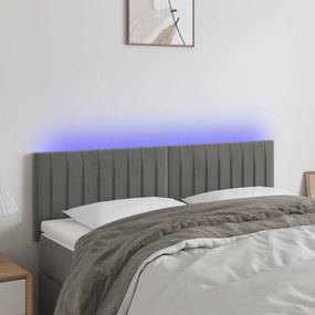 Čelo postele s LED světle šedé 144 x 5 x 78/88 cm samet 3121898