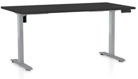 Výškově nastavitelný stůl OfficeTech B, 160 x 80 cm, šedá podnož, černá