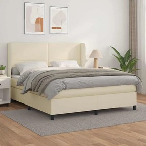 Box spring postel s matrací krémová 160x200 cm umělá kůže 3128921
