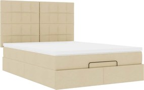 Osmanský rám postele s matrací krémově 140x190cm textil 3313159