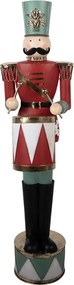 Kovová dekorace Louskáček Nutcracker s bubínkem - 33*33*121 cm