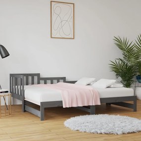 Výsuvná postel šedá 2x (90 x 190) cm masivní borovice,  820748
