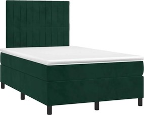 Box spring postel s matrací a LED tmavě zelená 120x190 cm samet 3270326