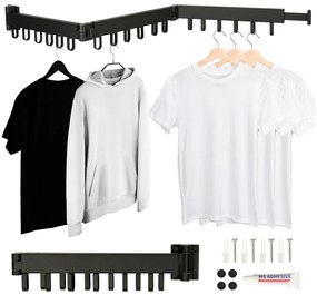 Creative Corner Teleskopický výsuvný nástěnný věšák 114 cm černý