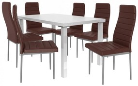 Jídelní set Moderno 1+6 židlí - bílá/čoko