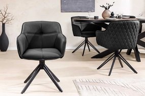 Designová otočná židle Natasha černá kůže