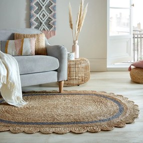 Flair Rugs koberce Kusový koberec Grace Jute Natural/Grey ovál ROZMĚR: 80x230 ovál