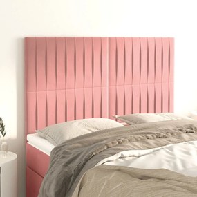 Čelo postele růžové 144x5x118/128 cm sametové 3116623