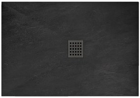 Rea BLACK ROCK- Akrylátová sprchová vanička 80 x 100 x 3,5 cm + sifon, černá, REA-K4578
