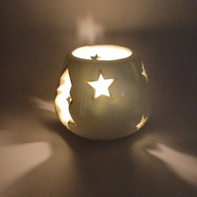 Svícen na čajové svíčky 9,4 × 9,4 × 7,7 cm, bílá, keramický