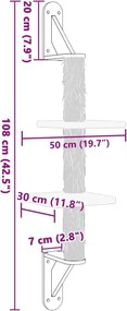 Nástěnné škrabadlo pro kočky se sloupkem tmavě šedé 108 cm 172412