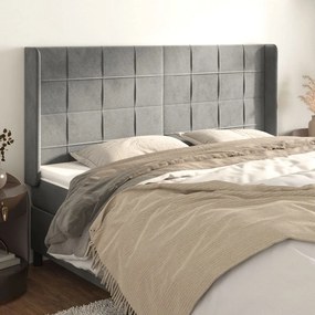 Čelo postele typu ušák světle šedé 183x16x118/128 cm samet 3119640