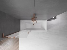 Mexen Velar L, 2-křídlová posuvná vanová zástěna 70 x 150 cm, 8mm sklo námraza, růžové zlato, 896-070-003-31-60