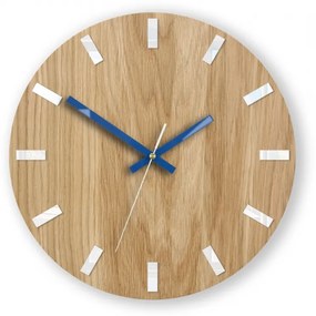 Nástěnné hodiny Simple Oak hnědo-modré