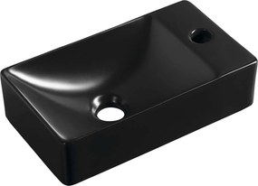 Sapho Small - Umývátko Margitha 38x22 cm, bez přepadu, otvor pro baterii, matná černá MGT3822B