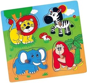 Dřevěné puzzle s úchyty pro nejmenší Viga ZOO