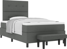 Postel s boxspringem s čelo Tmavě šedá 120 x 190 cm textil 3344052