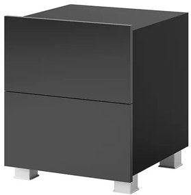 Moderní noční stolek se zásuvkami CALABRINI - černá/černý lesk