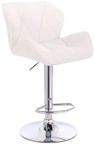 LuxuryForm DESIGN Barová židle MILANO VELUR na stříbrné kulaté podstavě - bílá