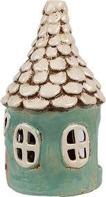 Zelený keramický svícen pohádkový domek - Ø 11*20 cm
