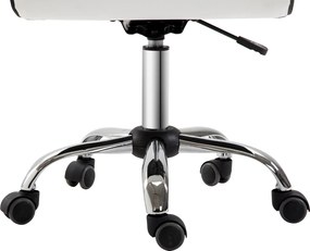 HOMCOM Kancelářská židle, ergonomická židle bez područek, výškově nastavitelná otočná židle, počítačová židle do kanceláře, studovny, umělá kůže, bílá