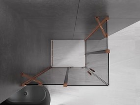 Mexen Velar Duo, sprchový kout s posuvnými dveřmi 90 x 80 cm, 8mm šedé sklo, růžové zlato, 871-090-080-42-60