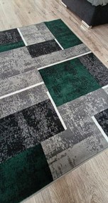 HU Šedo-zelený geometrický kostkovaný obdélníkový koberec NEW IDEA 90311-0574 Rozměr: 50x80 cm