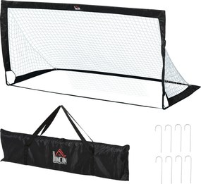 Fotbalové branky HOMCOM sada 2 skládacích mini branek z oceli a tetrolonu černé barvy 186x90x89 cm na zahradu a hřiště | Aosom.de