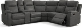 Sedací souprava MALAGA | 248x276 cm | UNIVERZÁLNÍ levá i pravá | s FUNKCÍ RELAX | tmavě šedá látka | EXTRA POHODLNÉ