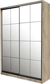 Skříň 2D Loft 1200x2400x600, 2 zrcadla Lines BL, Dub kraft šedý