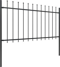 Zahradní plot s kopím nahoře ocelový 671 x 100 cm černý 277614