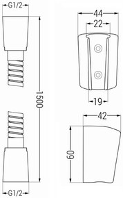 Mexen příslušenství - 1-bodový ruční sprchový set R-75, černá, 785756052-70