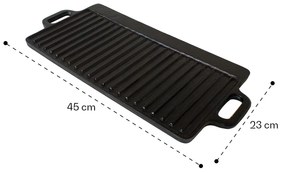 Canadienne, barbecue grilovací deska, 2 v 1 oboustranná plotna, 45 × 1,5 × 23 cm (Š × V × H), litina
