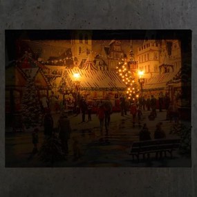 Nexos  86790 Nástěnná malba Vánoční trhy, 2 LED, 30 x 40 cm