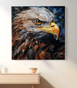 Obraz na plátně - Orel bělohlavý, Pohled krále oblohy, Makro portrét, Králové divočiny FeelHappy.cz Velikost obrazu: 120 x 120 cm