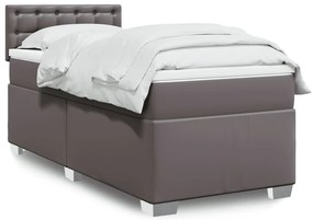 Box spring postel s matrací šedá 100x200 cm umělá kůže 3288410