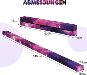Costway 240 cm kladina dětská kladina, skládací gymnastická kladina s rukojetí